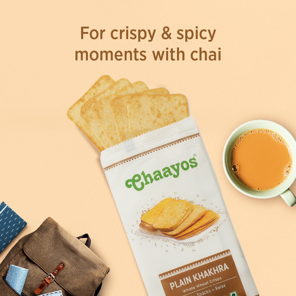 Chaayos Plain Khakhra Whole Wheat Crips, travel friendly Snacks, tea s