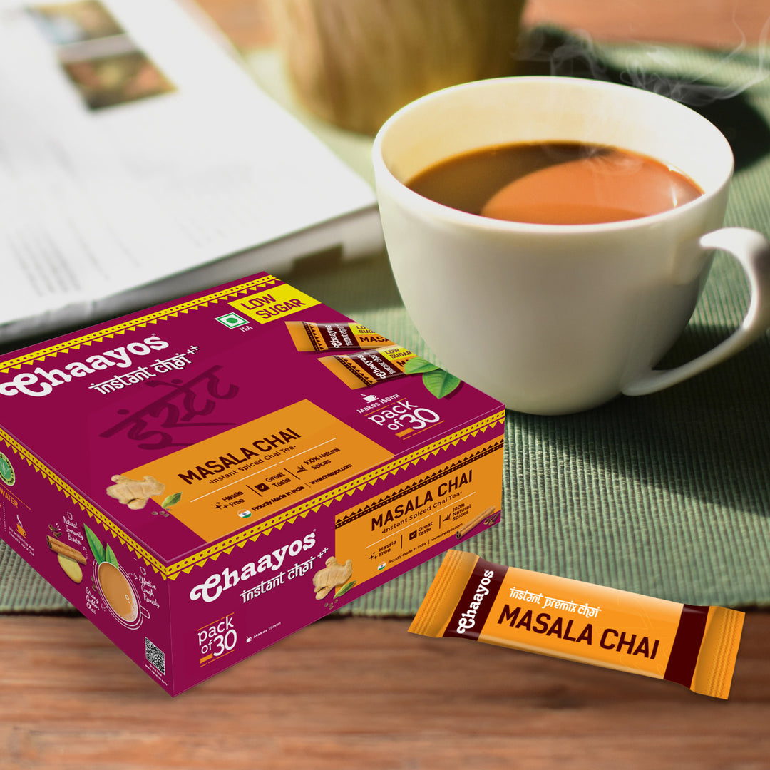 Chaayos Instant Tea Premix - Masala Flavour - Low Sugar (30 Sachets)