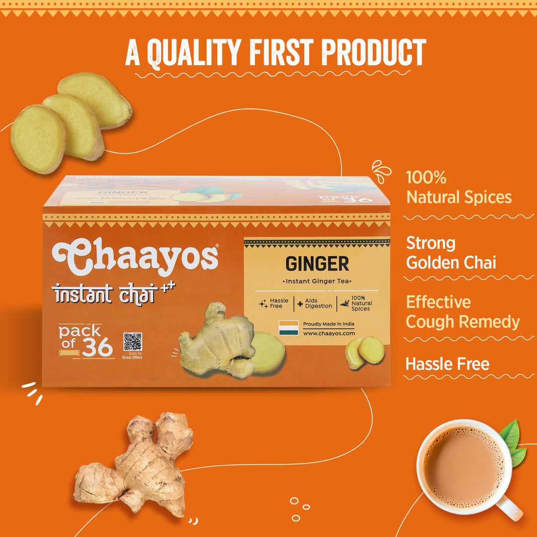 Instant Tea - Ginger - Regular Sugar (36 Sachet) – Chaayos
