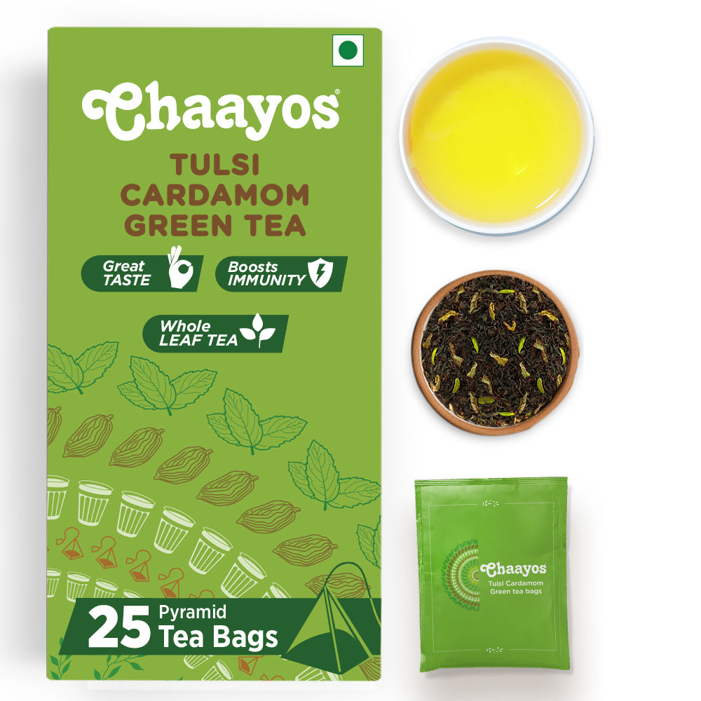 Buy Chaayos Tulsi Cardamom Green Tea Bags - Chaayos Bazaar